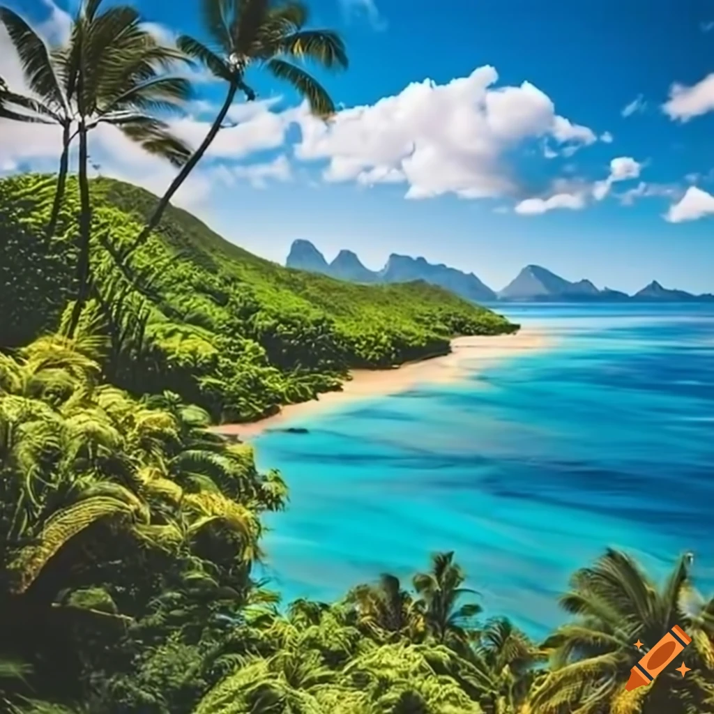 Lively scene in hawaii, usa on Craiyon