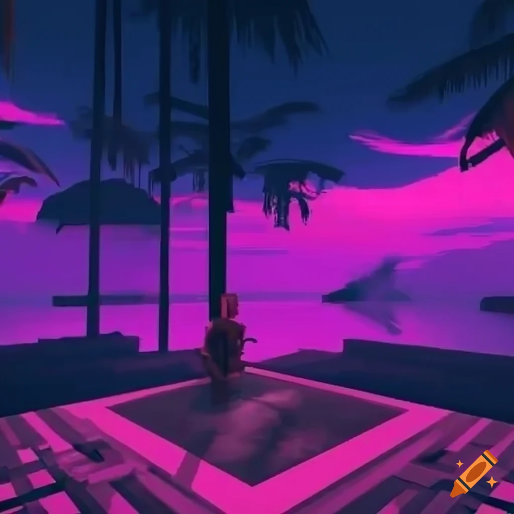 Vaporwave Open-World Sandbox Game on Craiyon