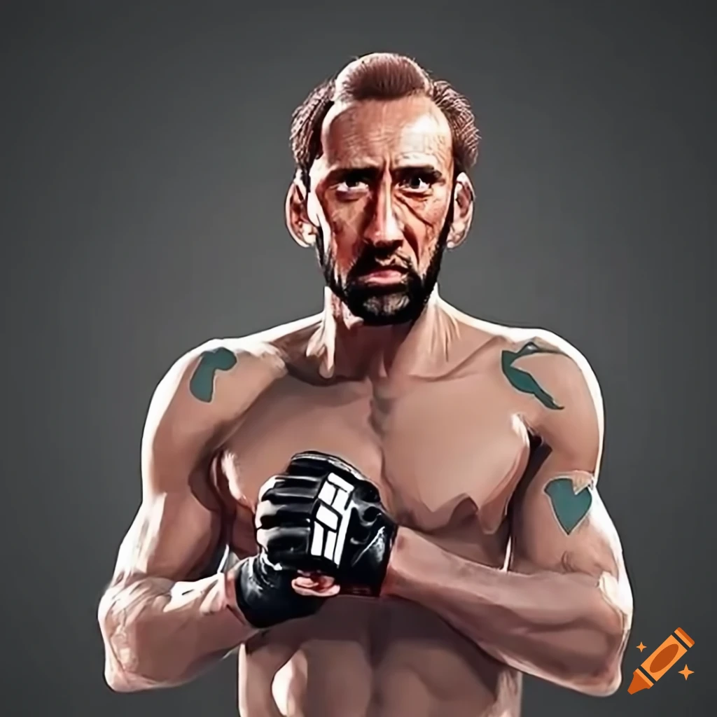 Nicolas cage in a ufc fighting pose on Craiyon