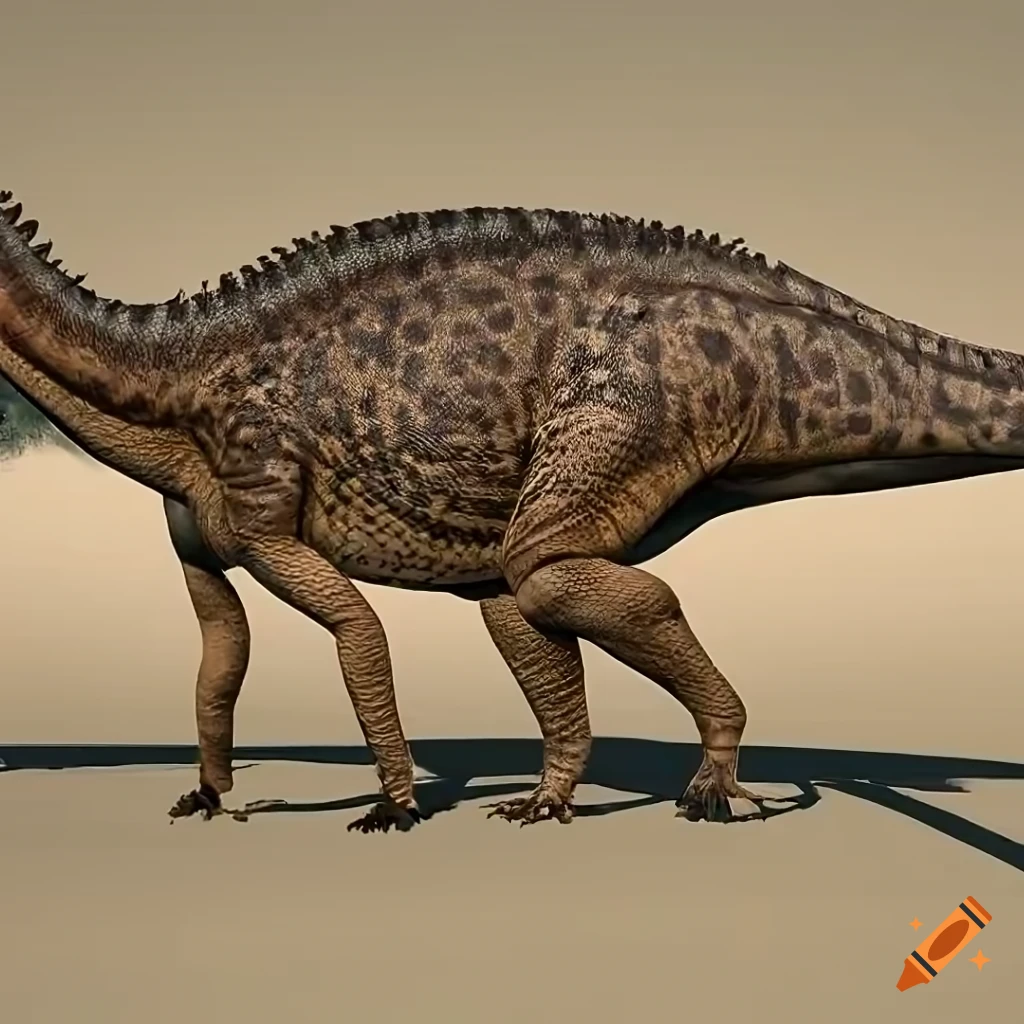 Hefty Hadrosaurus dinosaur with colorful monitor lizard pattern in ...