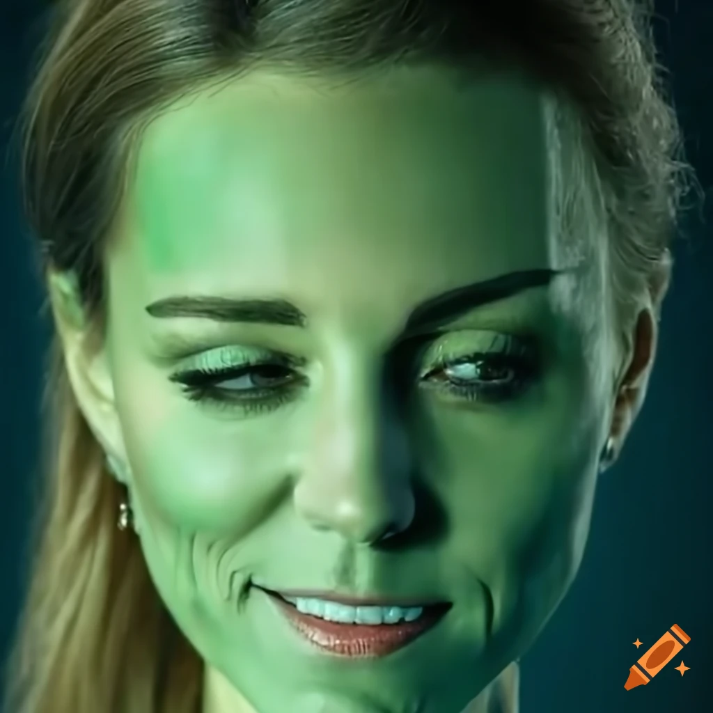 Kate middleton as the mask with vivid green face paint on Craiyon