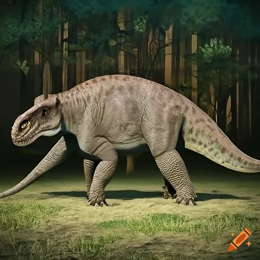 Hefty hadrosaurus dinosaur with intricate color pattern and detailed ...