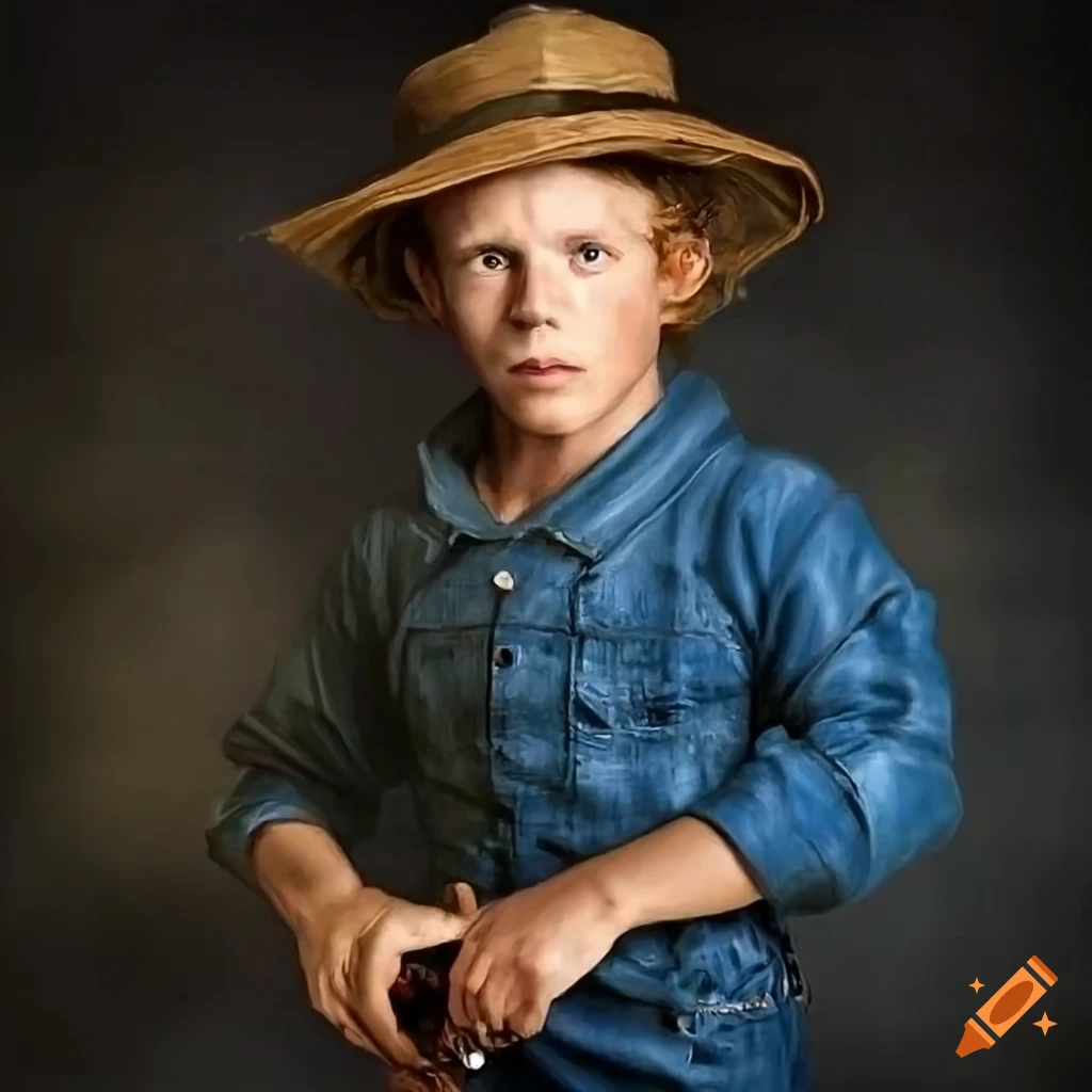 Portrait of huckleberry finn in realistic style on Craiyon