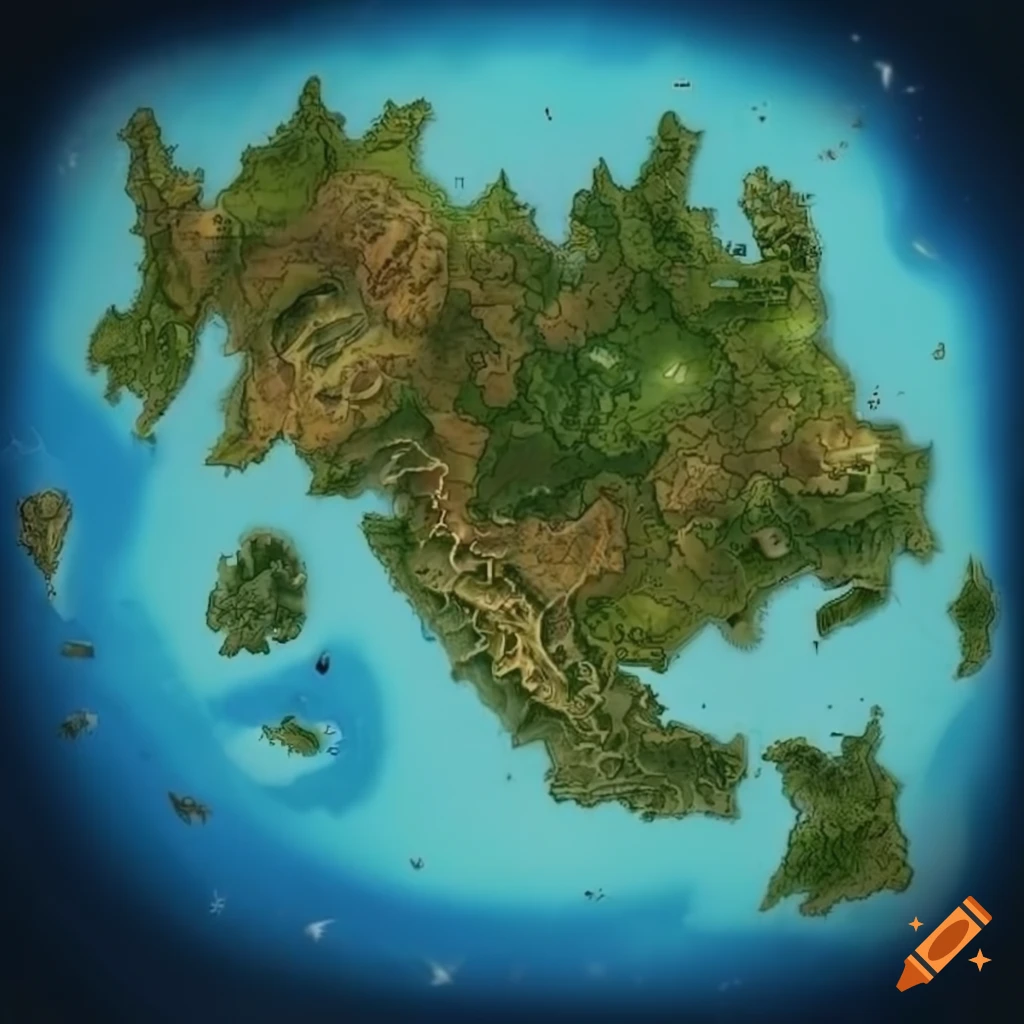 Fantasy continent map on Craiyon