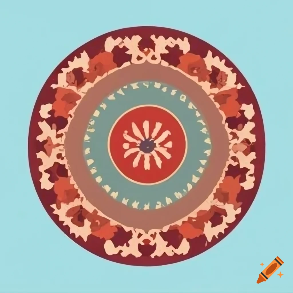 Stylish contemporary rug with round pattern in flat-color illustration ...