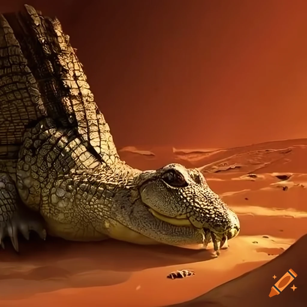Alien crocodile living on mars on Craiyon
