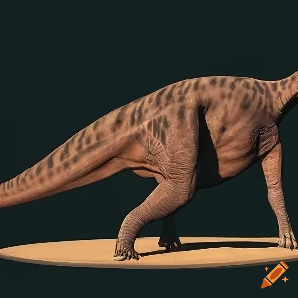 Full body view of a Hadrosaurus dinosaur with intricate colorful ...