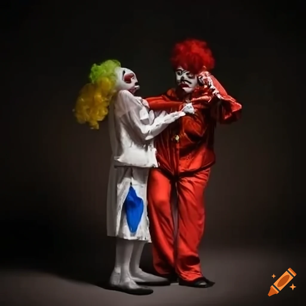 Two clowns shaking hands on Craiyon