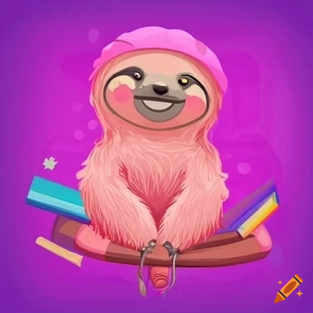 Pink sloth in a classroom setting on Craiyon