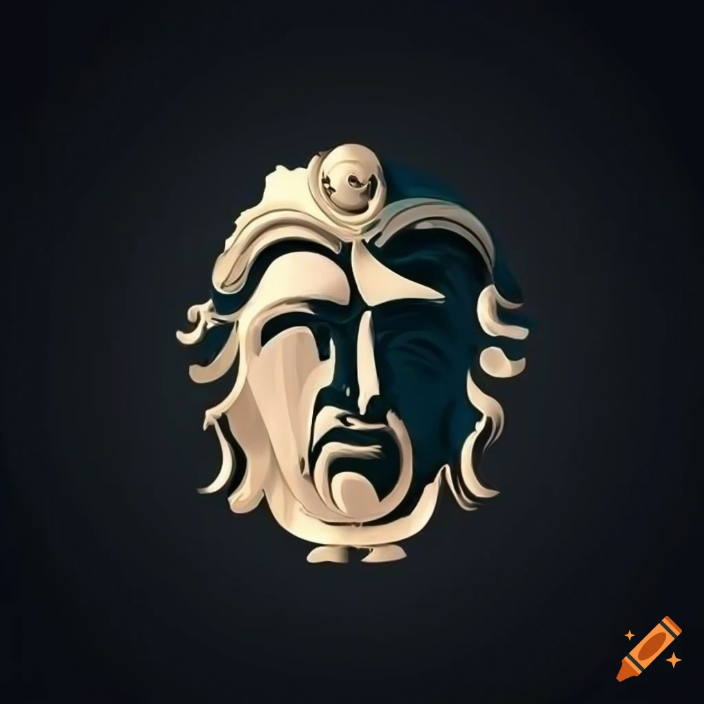 Modern transparent website logo design featuring achelous statue on Craiyon