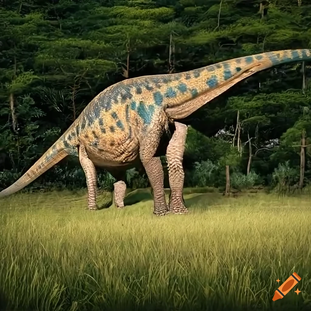 Hefty hadrosaurus dinosaur with striking color patterns in the wild on ...