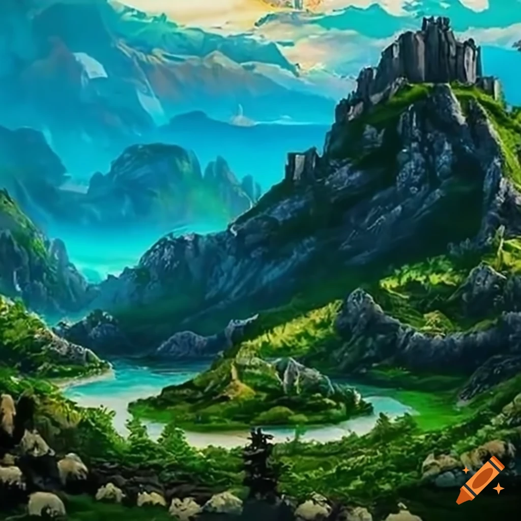 Masterpiece painting of infant island from mothra on Craiyon