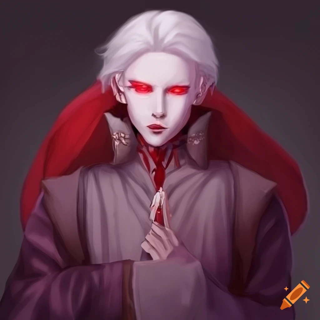 Albino vampire male in full body clothes on Craiyon