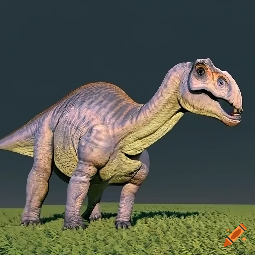 Colorful Hadrosaurus dinosaur in the wild with intricate patterns and ...