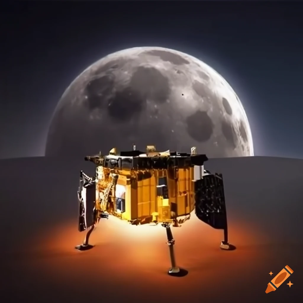 Moon lander raising solar panels towards the sunshine on Craiyon