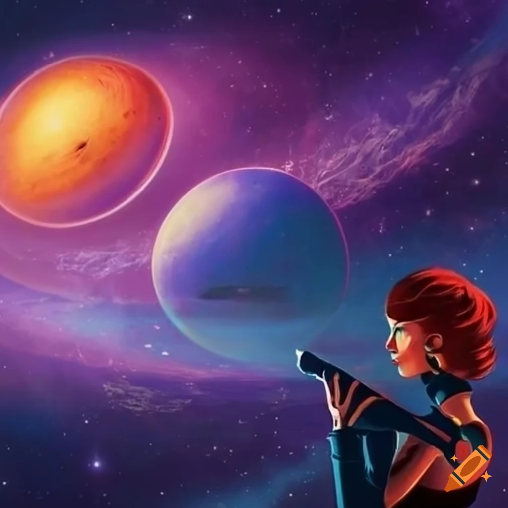 Visual representation of a book depicting space adventures with 'priya ...