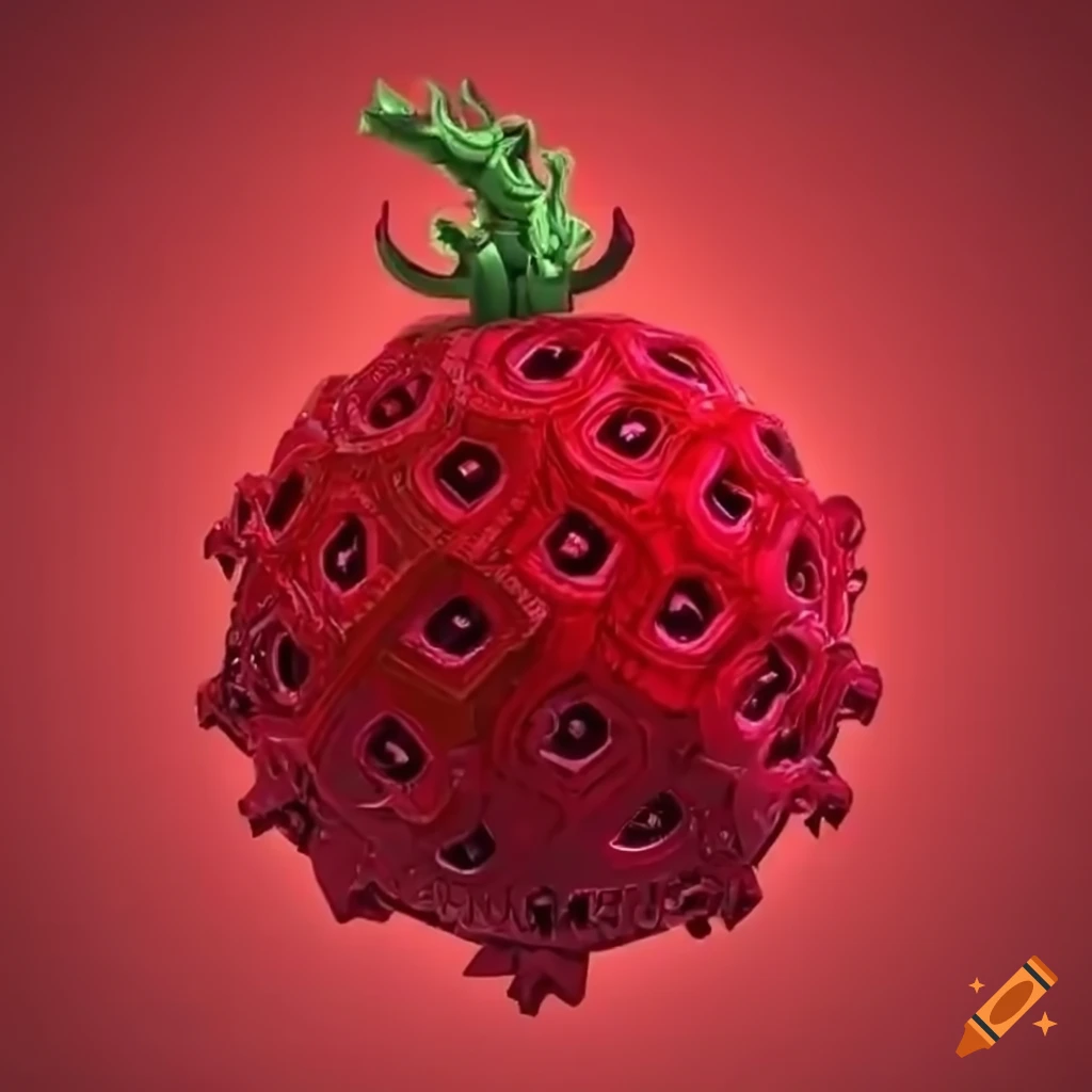 Red devil fruit from one piece with gears design and swirling patterns ...