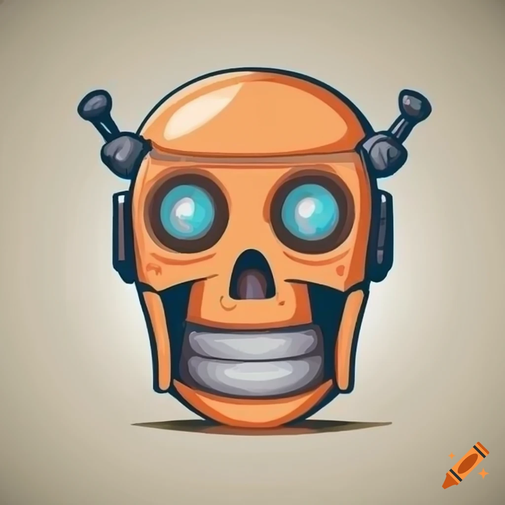 Cartoon style robot skeleton head on Craiyon