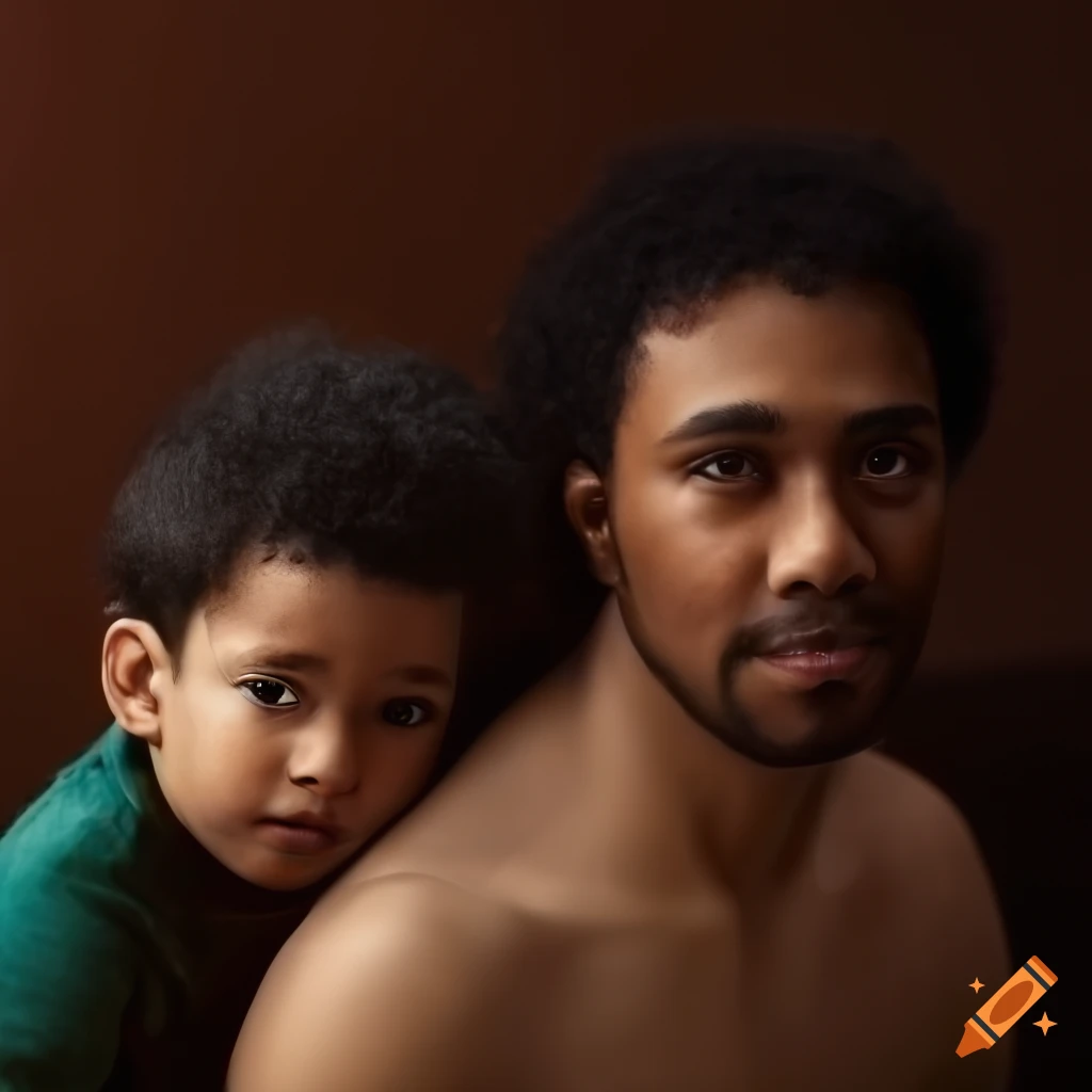 Brown skinned father and children with arabic features in a living room ...