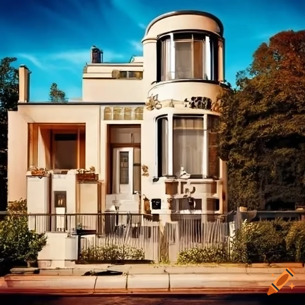 Art deco exterior of an elegant house on Craiyon