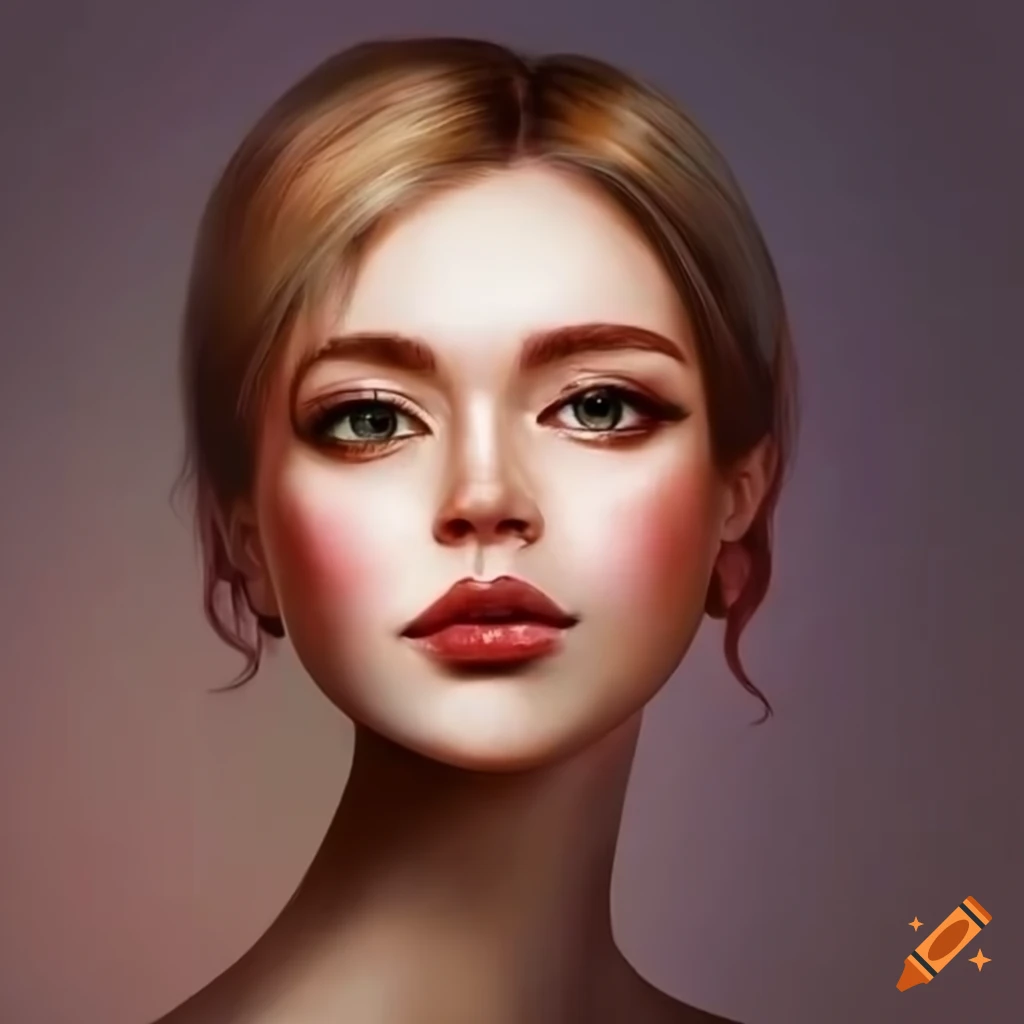 Portrait of a smiling girl with long hair, high level of detail on Craiyon