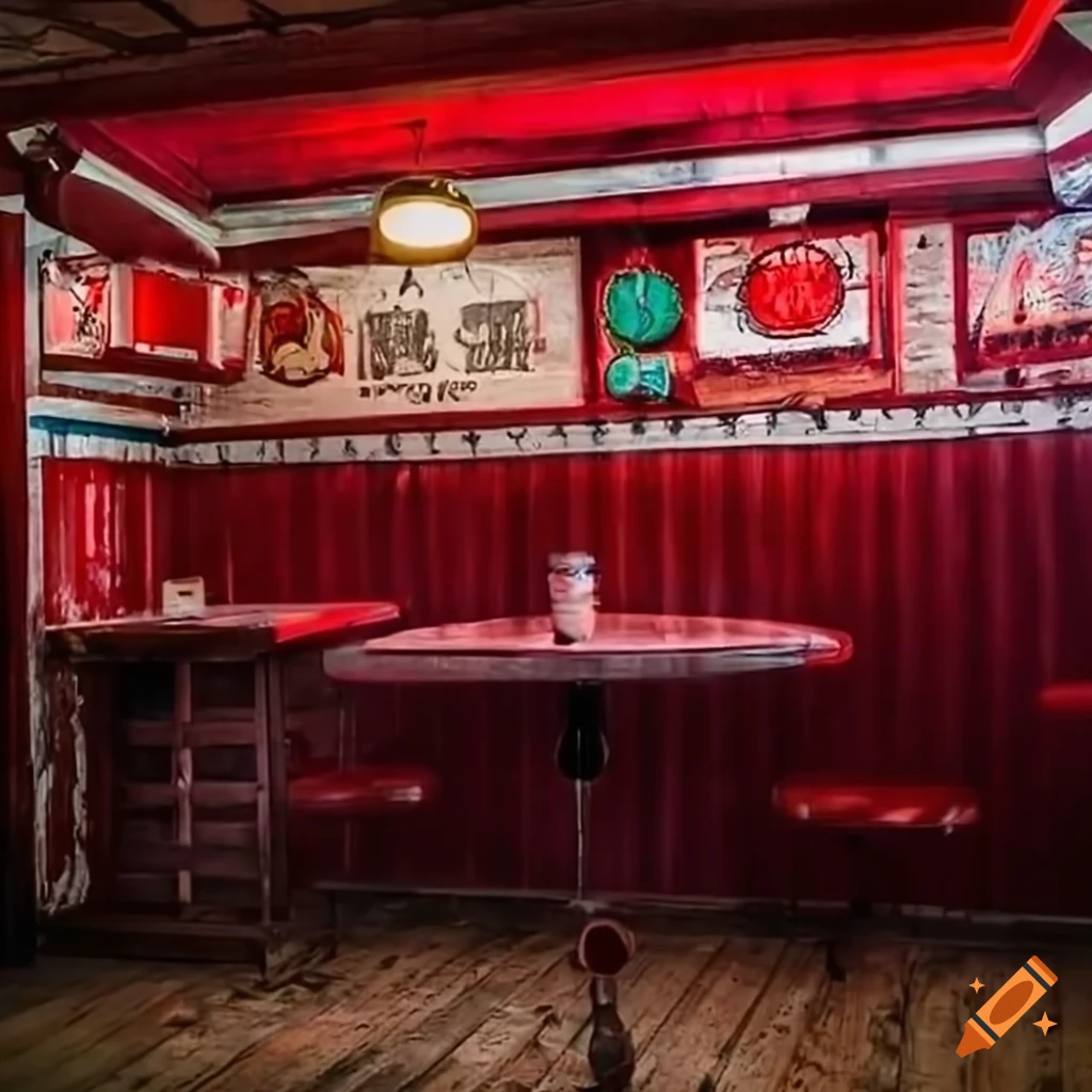 Wall of a rustic american roadside diner on Craiyon