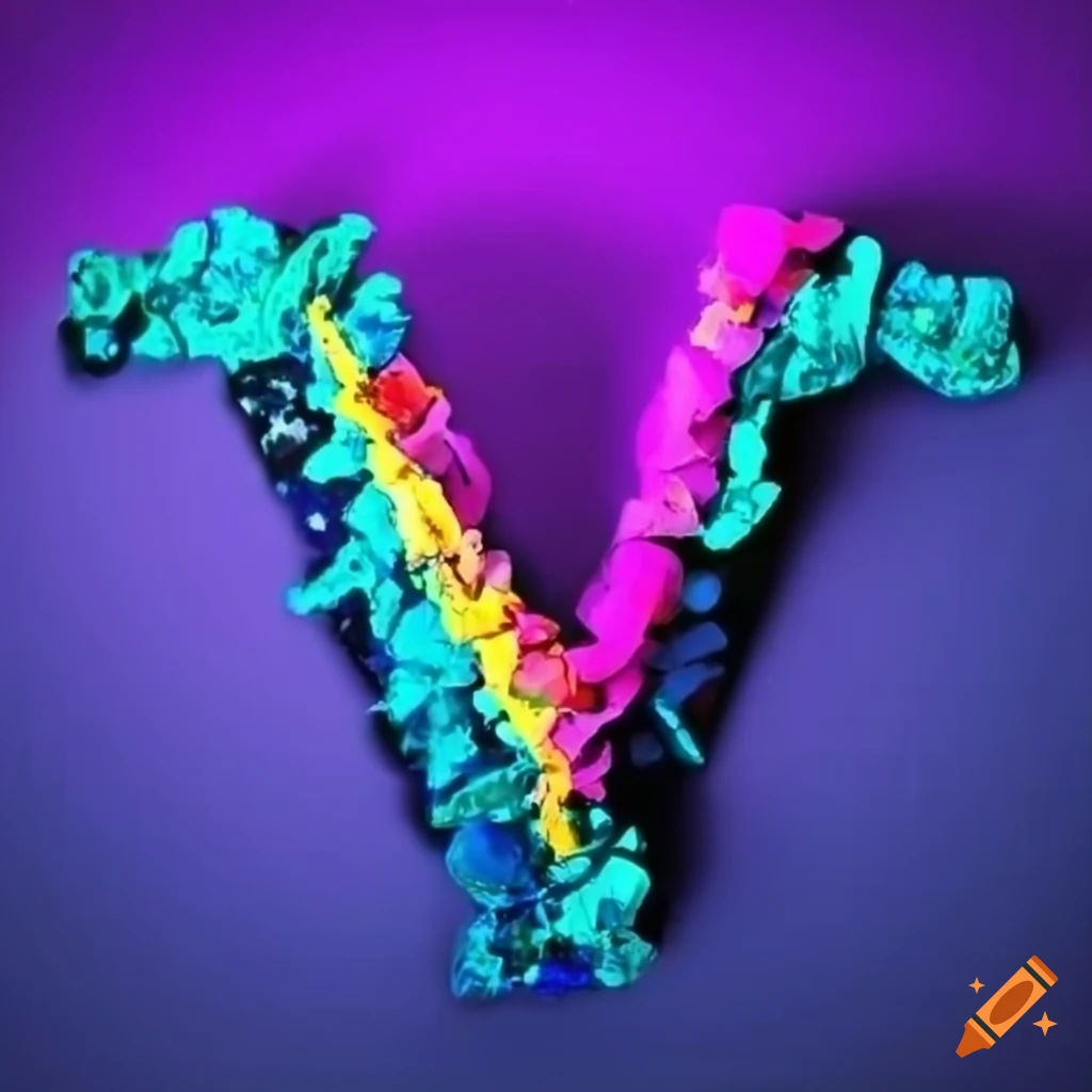 Pattern of the letter v in various sizes and colorful shades on Craiyon