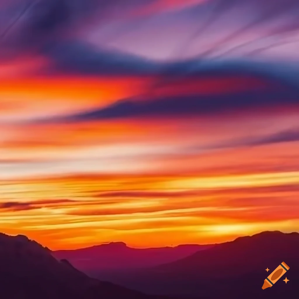 Beautiful arizona sunset with mountains and clouds on Craiyon