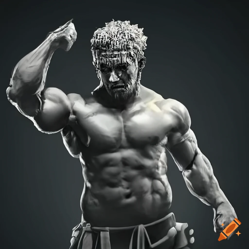 Powerful bodybuilder from the roman empire in black and white on Craiyon