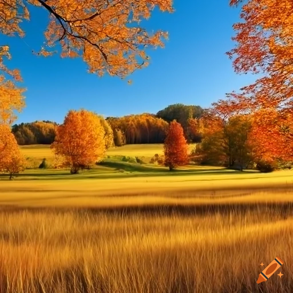 Autumn trees in open plains landscape on Craiyon
