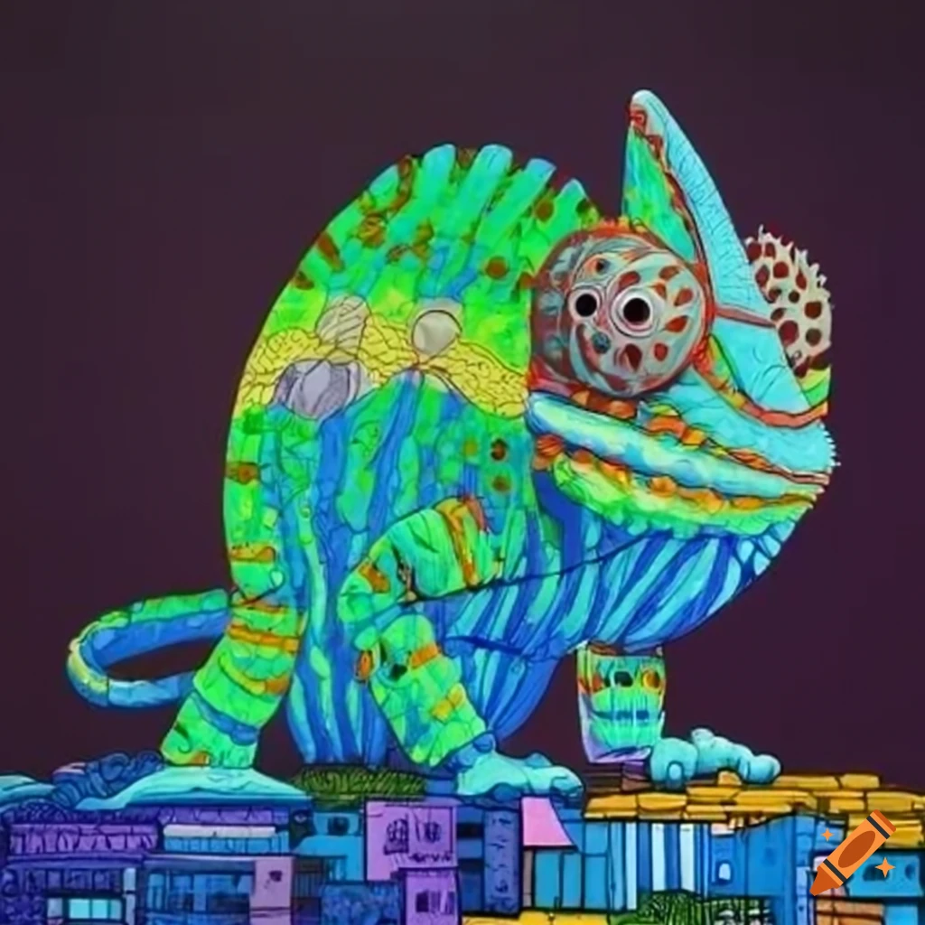Building head chameleon by chiho aoshima on Craiyon