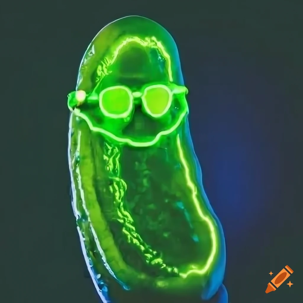 Happy neon pickle with sunglasses on Craiyon