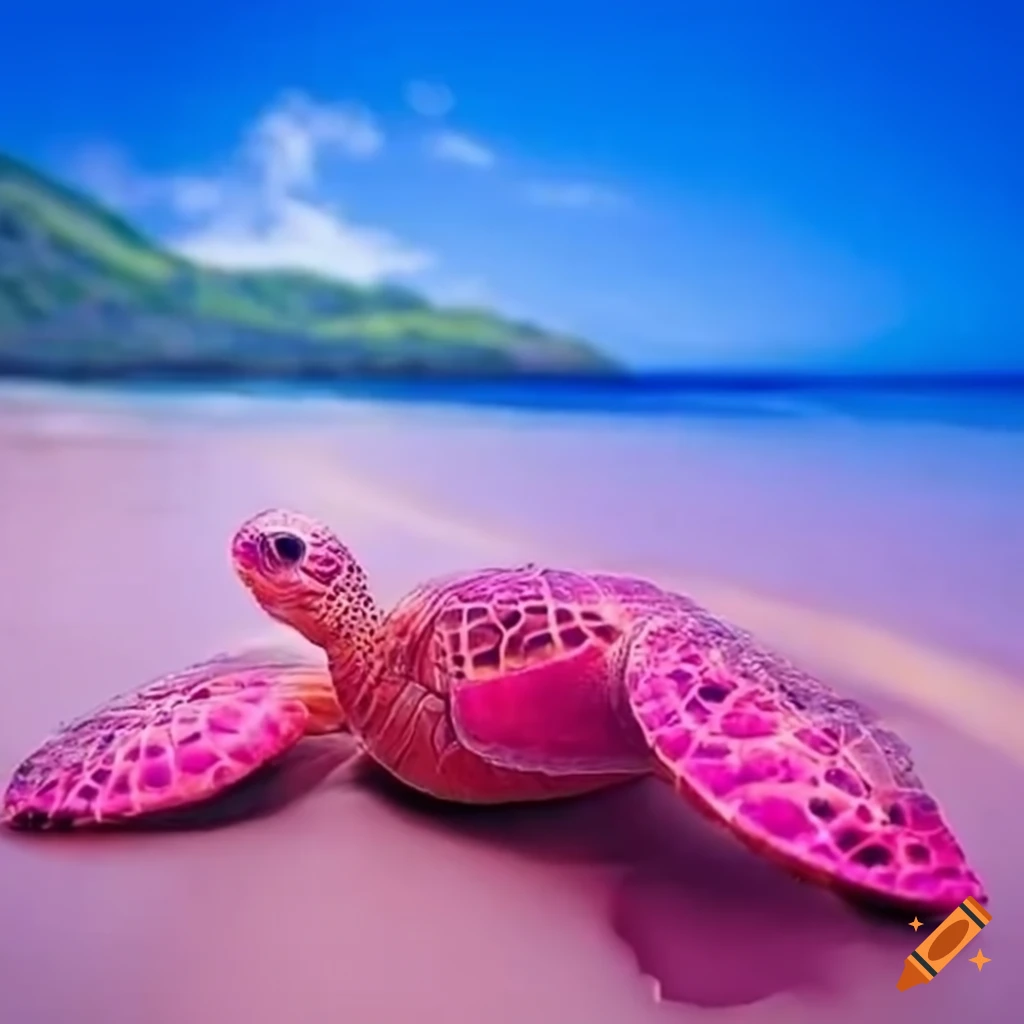 Playa con tortugas rosas on Craiyon