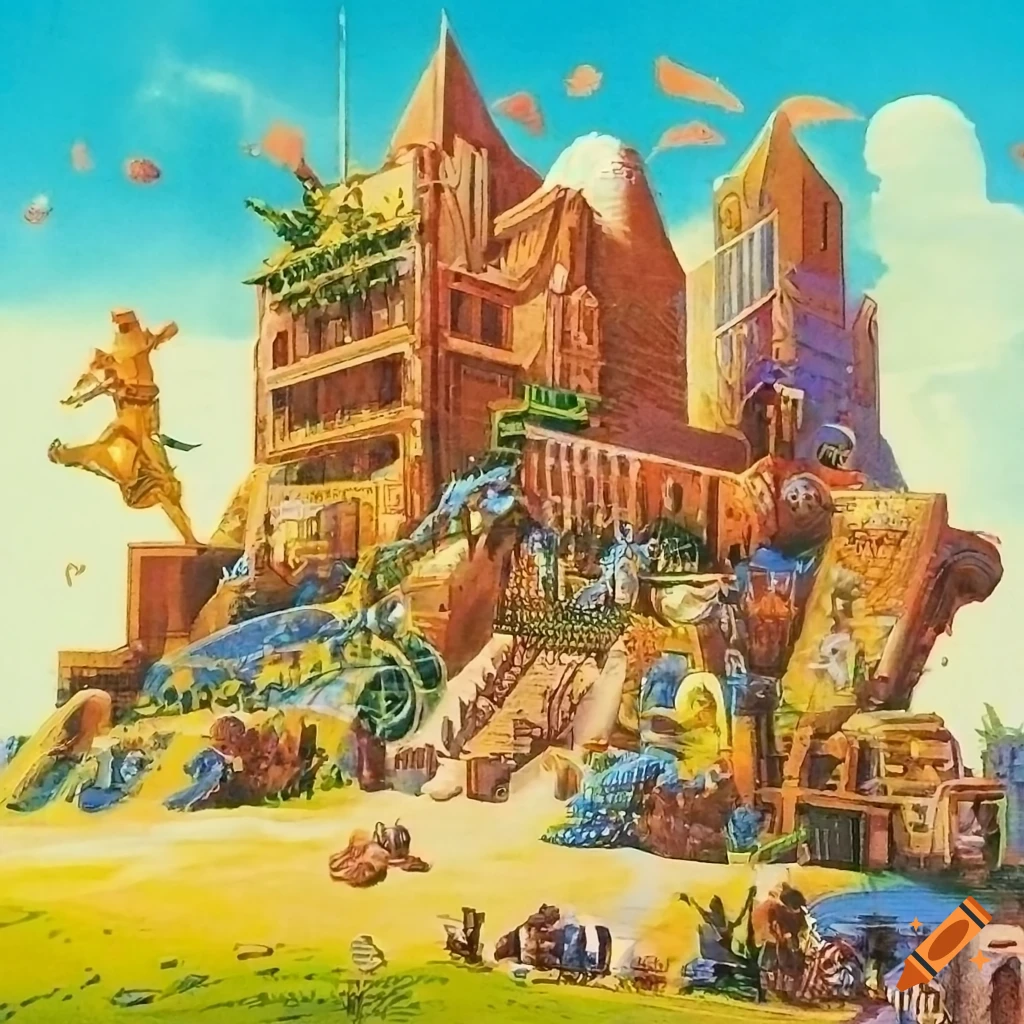 Vintage 1980s box art of a fantasy roleplaying game on Craiyon