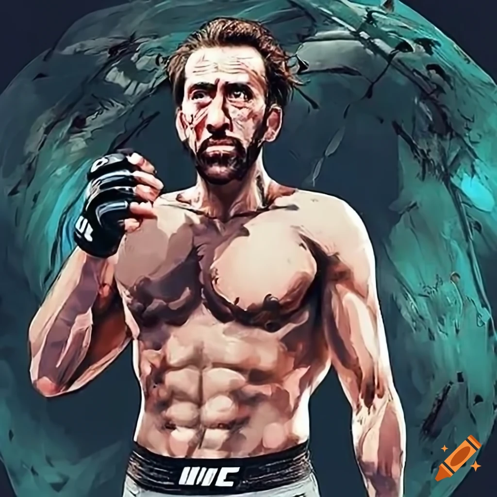 Nicolas cage in a ufc fighting pose on Craiyon