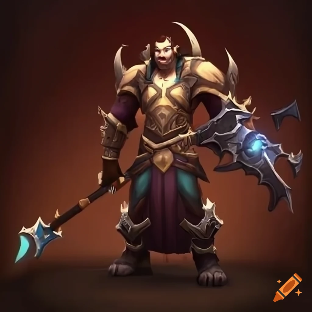 World of warcraft rogue performing a dual axe strike in mid-air on Craiyon