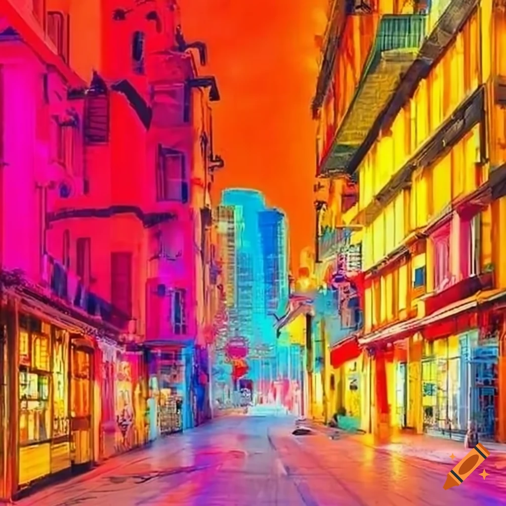 Colorful and fun cityscape on Craiyon