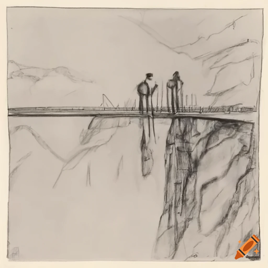 Link crossing the Gerudo Valley bridge in a canyon on Craiyon