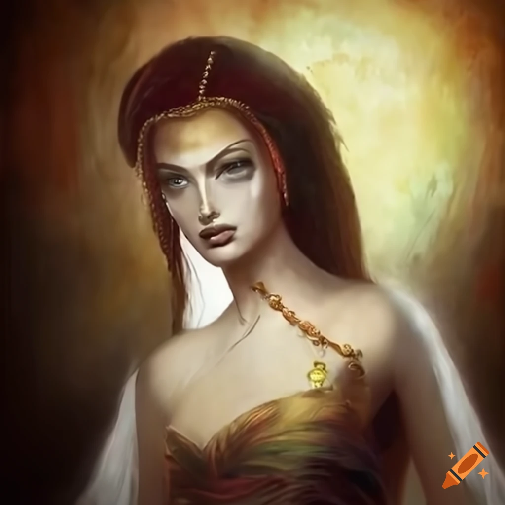 Elyria of veridaegis in a captivating gown on Craiyon