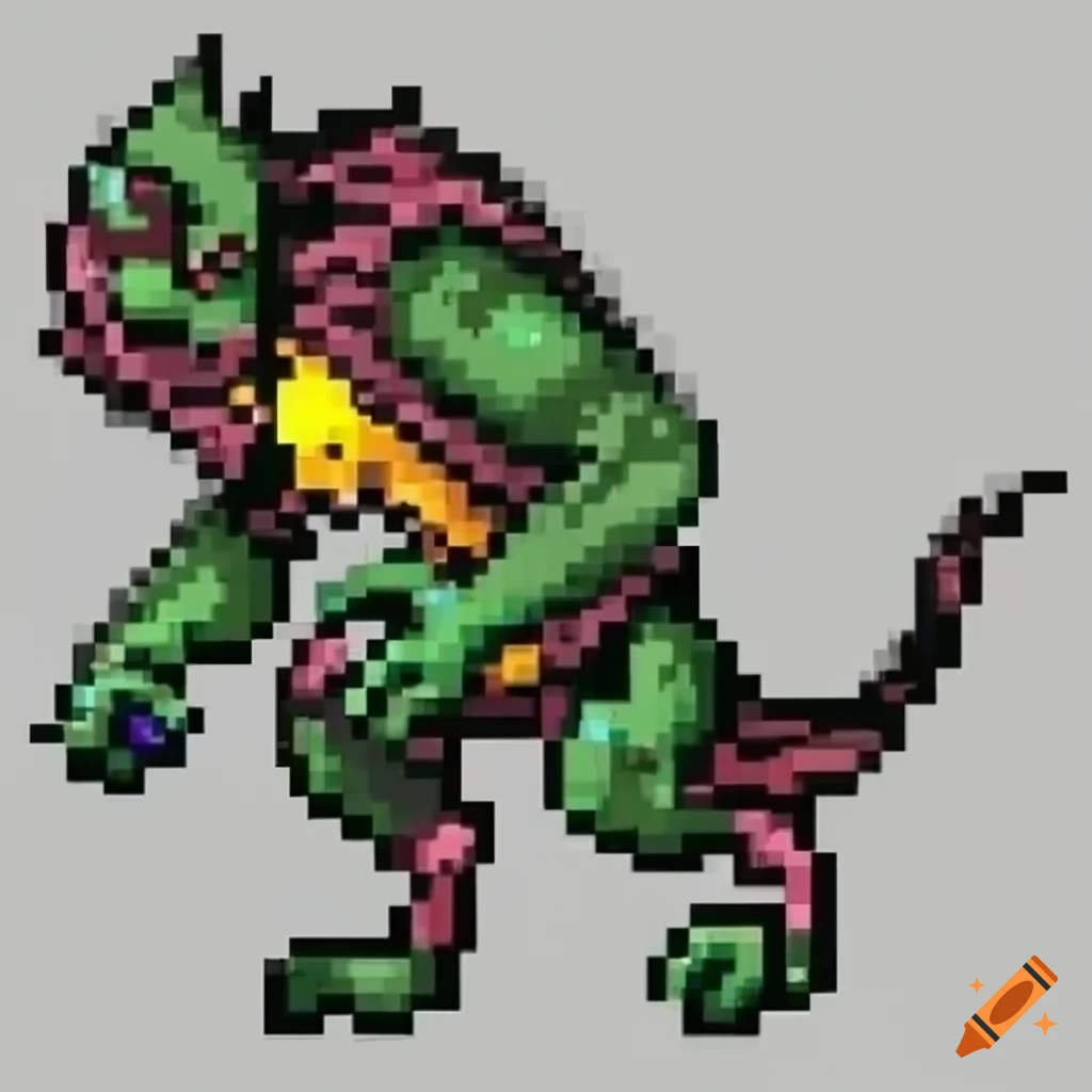 Fierce monster side view 16-bit sprite on Craiyon