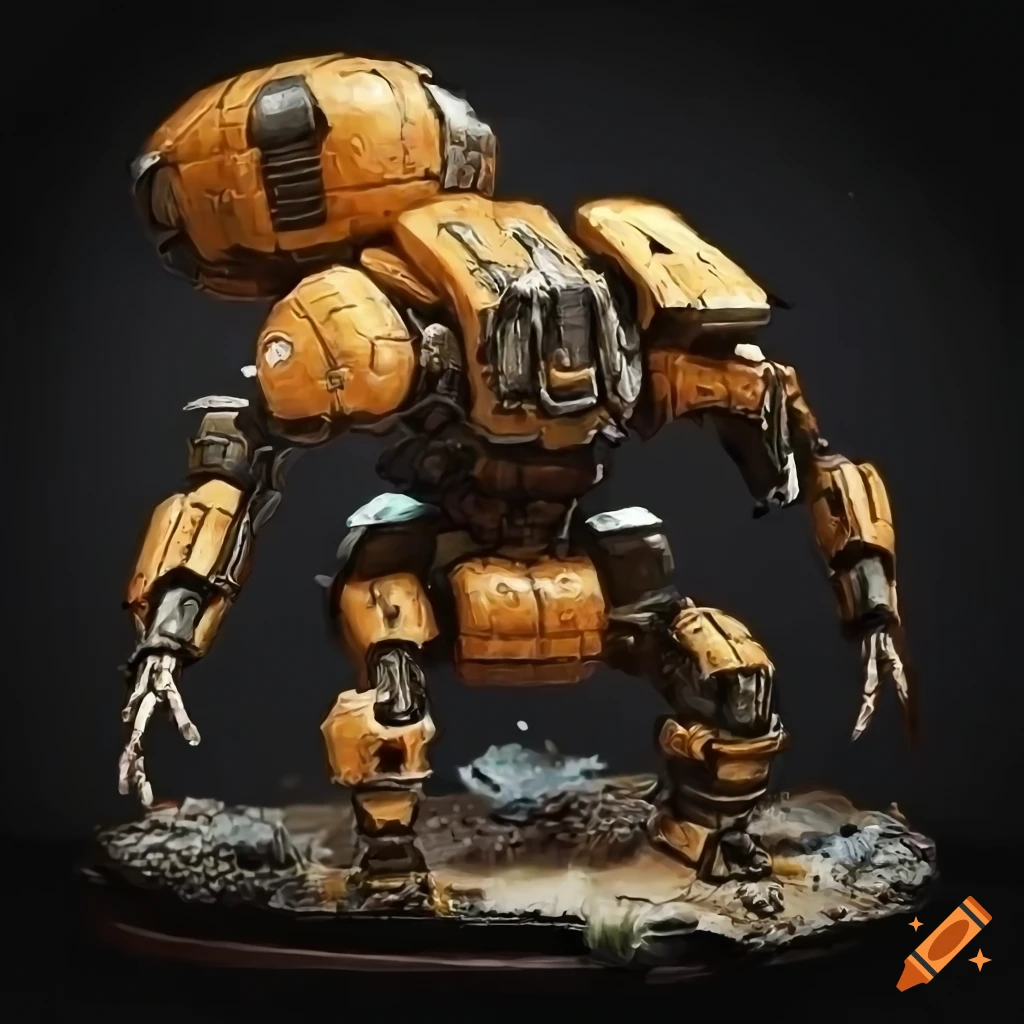 Futuristic battleground diorama with mech, high definition, and ...