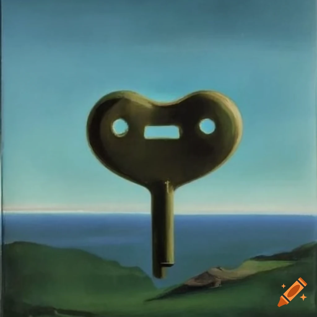 Rene magritte's artwork of a door lock key on Craiyon