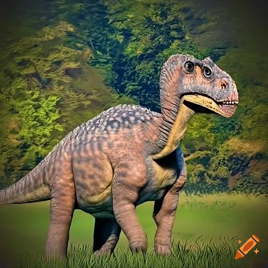 Hefty Hadrosaurus dinosaur with intricate color pattern and detailed ...