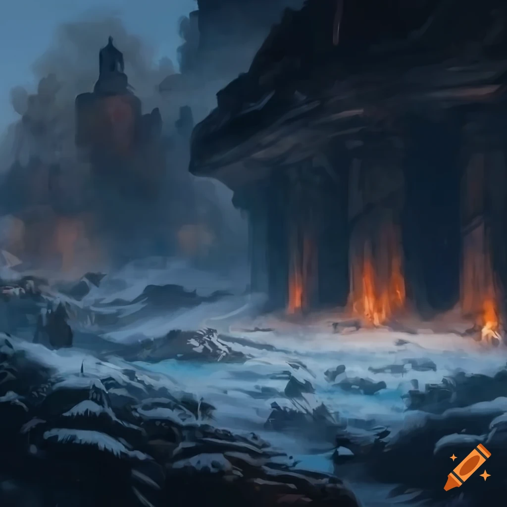 Battlefield landscape with mech and stunning lighting on Craiyon