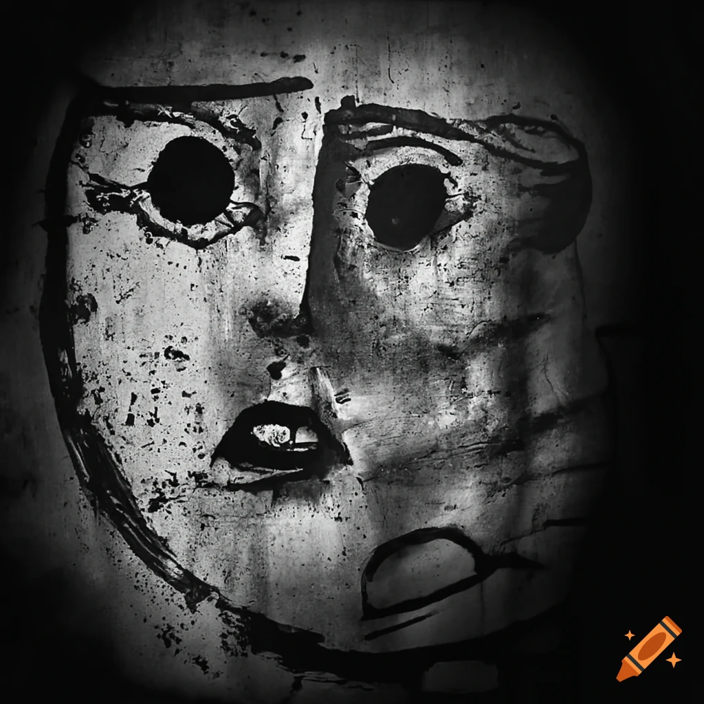 Abstract rock painting with primitive graffiti and scratches on Craiyon