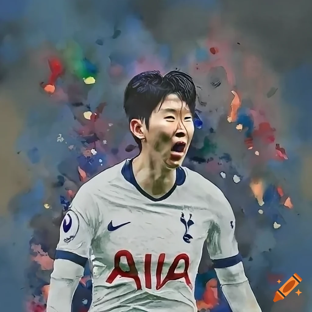 Watercolor-style poster of heung min son on Craiyon