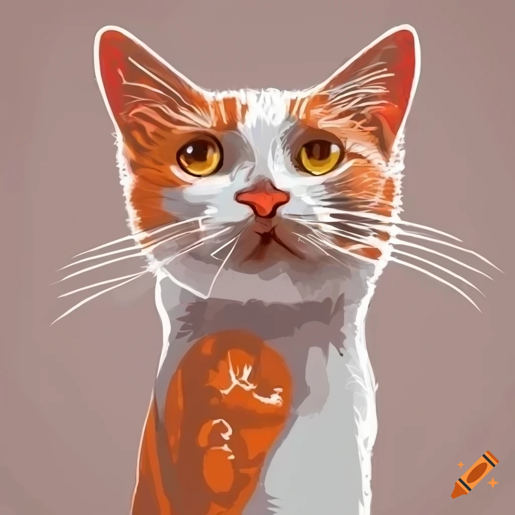 Healthy orange and white cat with 'ICW' on a board on Craiyon