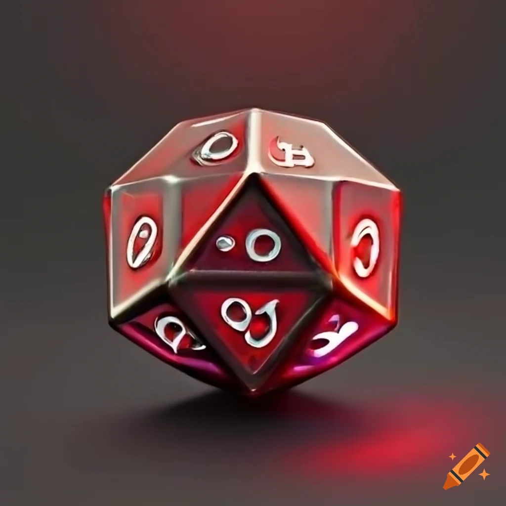 Metal dice with red lights on Craiyon