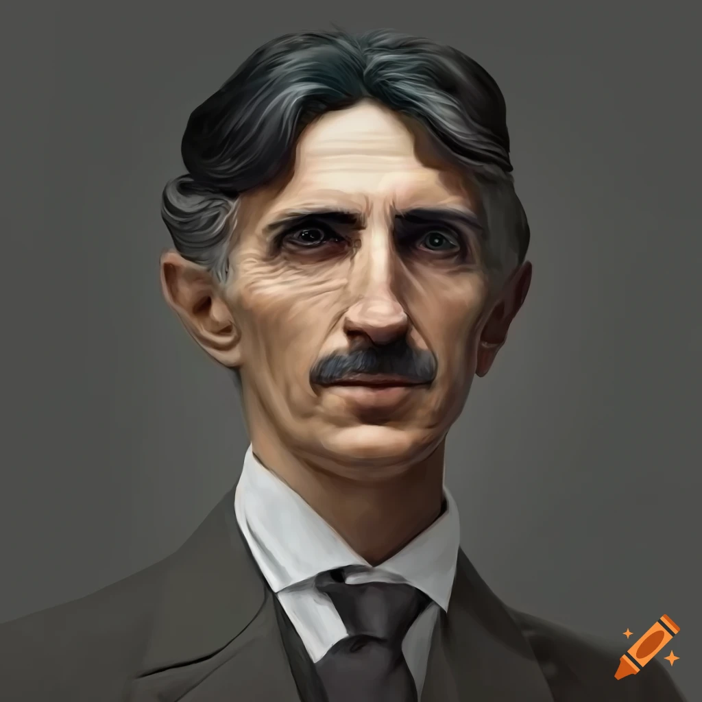 Portrait of nikola tesla in realistic style on Craiyon
