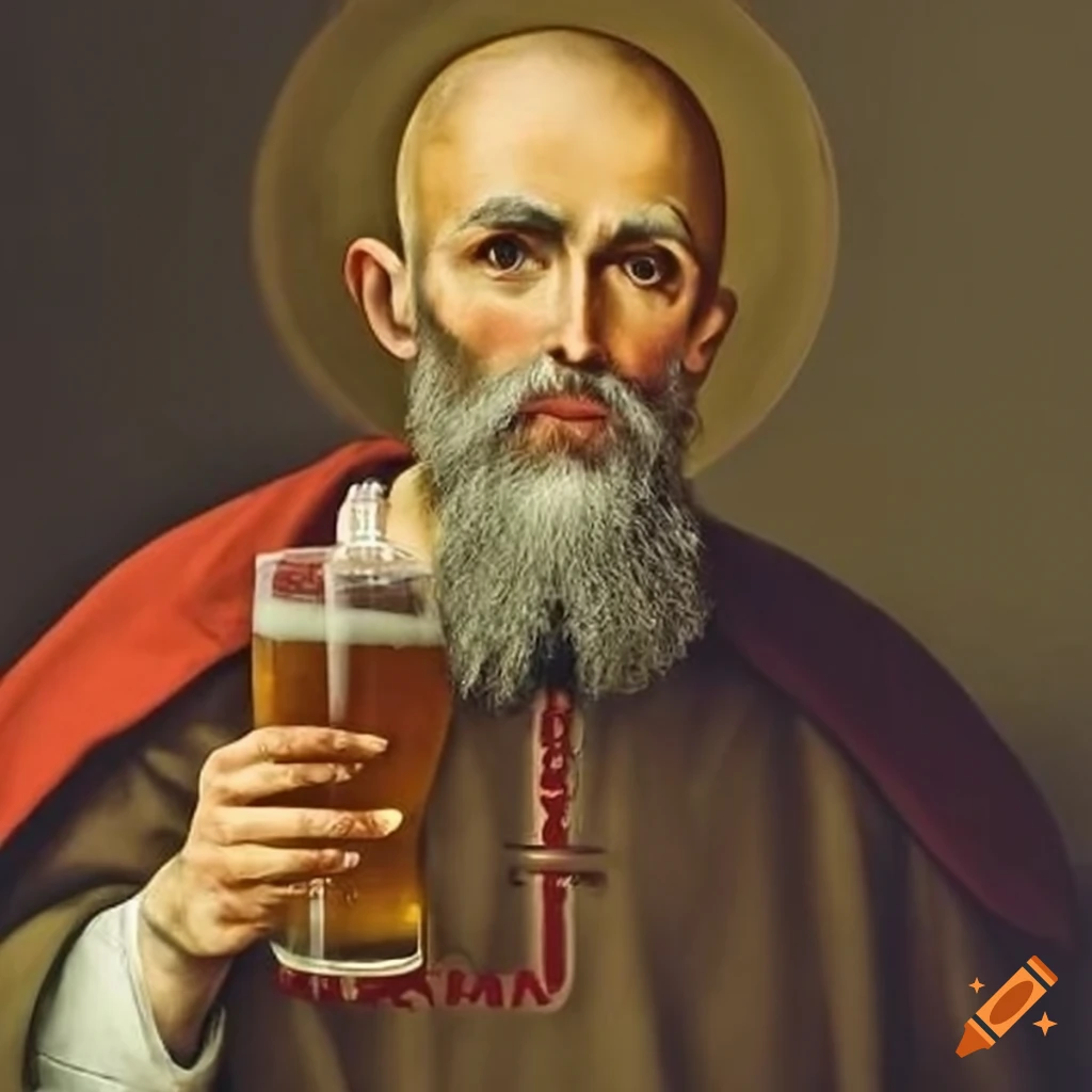 Catholic saint holding a beer on Craiyon